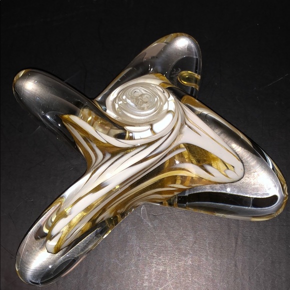 Other | Vintage Star Hand Blown Goldwhite Paperweight | Poshmark